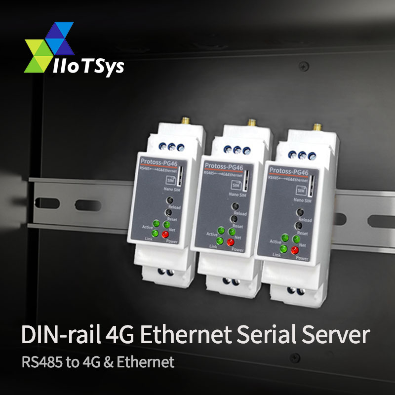 DIN-rail RS485 4G LTE Ethernet Serial Server - IIoTSys