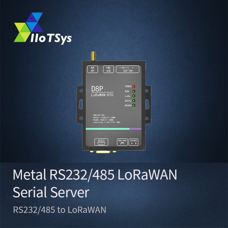 Metal RS232 RS485 LoRaWAN Serial Converter Serial Server | IIoTSys